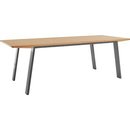 Esstisch OTTO products "Flemming", beige (natur), H:75cm, Tische, Esstisch, Massivholz Eiche, 175 cm oder 225 cm, elegant gew&ouml;lbte Tischplatte