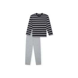 Schlafanzug Schiesser "Pyjama Teens Nightwear", Jungen, Gr. 152, schwarz (schwarz, grau), Obermaterial: 100% Baumwolle CO., Homewear-Sets Schlafanzug