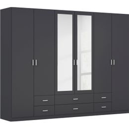 Kleiderschrank Rauch "Schrank Garderobe Ankleide GAMMA Breiten 91/136/181/226/271/315/360 cm", graumetallic, griffe alu, B:271cm H:210cm T:54cm, Holzwerkstoff, Schr&auml;nke, Kleiderschrank, verschiedene Griff-Varianten, mit Spiegel TOPSELLER MADE IN GERMANY