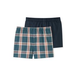 Webboxer Schiesser "Web-Boxershorts 2er Pack", Jungen, Gr. 176, blau (dunkelblau, hellblau), Obermaterial: 100% Baumwolle CO., Unterhosen Webboxer