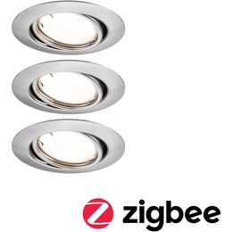 Paulmann LED Einbauleuchte "Base 3x430lm 230V", silber (edelstahlfarben), 3, &Oslash; 9cm, 1 Stk., Leuchten, Zigbee Basisset, LED Einbauleuchte