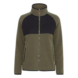 Kapuzenfleecejacke oxmo "Sweatjacke OXMalin", Damen, Gr. XS, gr&uuml;n (dusty olive), Obermaterial: 100% Polyester PES., Jacken Kapuzenfleecejacke