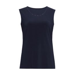 Tr&auml;gertop GOLDNER "Trageangenehmes Slinky-Top mit Steinchen", Damen, Gr. 38, blau (mitternachtsblau), Obermaterial: 95% Polyester PES. 5% Elasthan EL., festlich, Sonstiges, Tops Tr&auml;gertop, Gl&auml;nzende Schmucksteinchen betonen den Ausschnitt