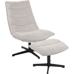 Relaxsessel Duo Collection "Relaxsessel Aveiro mit Hocker", hellgrau, B:69cm H:94cm T:91cm, Polyester 96%, Nylon 4%, Sessel, Relaxsessel