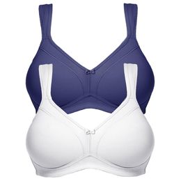 B&uuml;gelloser BH SuSa "2er Pack BH ohne B&uuml;gel Topsy", Damen, Gr. 90, Cup E, bunt (wei&szlig; marine), Stoff, Obermaterial: 83% Polyester PES. 17% Elasthan EL., BHs B&uuml;gelloser BH