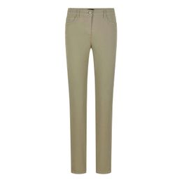 Stoffhose GOLDNER "Kurzgr&ouml;&szlig;e Schmale Hose LOUISA mit Schlank-Effekt", Damen, Gr. 24, K-Gr, gr&uuml;n (khaki), Obermaterial: 98% Baumwolle CO. 2% Elasthan EL., Hosen Stoffhose