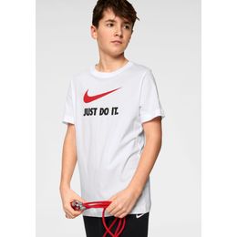 T-Shirt Nike Sportswear "B NSW TEE JDI SWOOSH", Jungen, Gr. XS (116/122), wei&szlig;, Obermaterial: 100% Baumwolle, Rundhals, Shirts T-Shirt