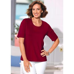 Langarm-Poloshirt GOLDNER "Basic Baumwollshirt mit kurzem Arm", Damen, Gr. 54, rot (dunkelrot), Obermaterial: 100% Baumwolle CO., normal, Sonstiges, Shirts Langarm-Poloshirt, Ohne