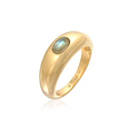 Silberring Elli Premium "Ring Labradorit Edelstein Schlicht 925 Silber" Gr. 52, gold, Fingerringe, Damen, 52, Silber 925 (Sterlingsilber), Silberring