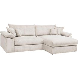 Ecksofa Home Affaire "Soft&Cosy XXL L-Form, B: 303 cm - OTTO. Verl&auml;ssliche Qualit&auml;t.", cream, B:303cm T:187cm, 100% Polyester, Sofas, Ecksofa, Mega-Sofa, Cord oder Chenille-Struktur, mit Federkern & 4 Zierkissen