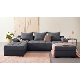 Wohnlandschaft Collection AB "Josy U-Form, B: 269 cm", grau (anthrazit), B:269cm H:41cm T:161cm, 100%Polyester, Sofas, Wohnlandschaft, mit Bettfunktion & Bettkasten, Federkern, Topseller