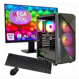 GAMEMAX Gaming-PC-Komplettsystem "MegaDeal Striker 2714 Intel i7 14700F 16GB 1TB SSD RTX 5060Ti", Energieeffizienz: E, schwarz, Microsoft Windows 11 Home (64 Bit), 16 GB RAM 1.000 GB SSD, Computer_Komplettsysteme, Windows 11 + MSI PRO MP273A Monitor, 69cm (27"), Gaming-PC-Komplettsystem
