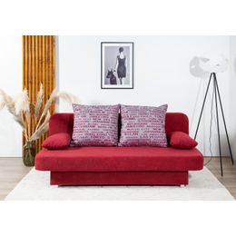 Schlafsofa Collection AB "Ulla inkl. Bettfunktion und Bettkasten", rot (bordeaux), B:186cm H:94cm T:85cm, 100%Polyester, Sofas, Schlafsofa, inkl. Wender&uuml;ckenkissen,Armlehnekissen