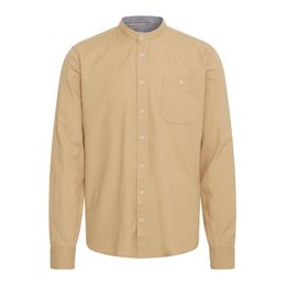 Langarmhemd Blend "Langarmhemd BHBobby Shirt mandarin", Herren, Gr. M, N-Gr, beige (cornstalk), Obermaterial: 55% Leinen LI. 45% Viskose CV., Hemden Langarmhemd