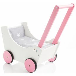 Puppenwagen SUN "Speedy Sternchen 2", rosa (sternchen 2), Puppenwagen, KinderB:32cm H:58cm T:55cm, Holz, Puppenwagen, aus Holz, B:32cm H:58cm T:55cm