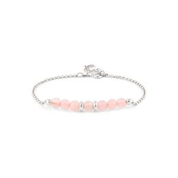 Armkette Elli "Armband Beads Quarz Ros&eacute; 925 Sterling Silber" Gr. 16, silber, Armb&auml;nder, Damen, Silber 925 (Sterlingsilber), Armkette