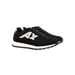 Sneaker Armani Exchange "Sneaker SNEAKER DROP MICROSUEDE+MESH+CALF PU", Herren, Gr. 41, schwarz (schwarz, gold), Obermaterial: 60% Polyester PES. 20% Polyamid PA. 20% Polyurethan PU. Futter: 100% Polyester PES. 100% Gummi rubber., Schuhe Sneaker