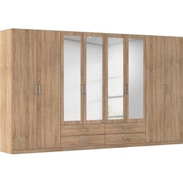 Kleiderschrank Rauch "Schrank Garderobe Ankleide GAMMA Breiten 91/136/181/226/271/315/360 cm", eiche sonoma, griffe chrom, B:360cm H:210cm T:54cm, Holzwerkstoff, Schr&auml;nke, Kleiderschrank, verschiedene Griff-Varianten, mit Spiegel TOPSELLER MADE IN GERMANY