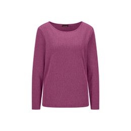 Langarmshirt GOLDNER "Kurzgr&ouml;&szlig;e Langarm Melange Jersey-Oberteil", Damen, Gr. 25, pink (beere), Obermaterial: 76% Polyester PES. 20% Viskose CV. 4% Elasthan EL., Modisch, Shirts Langarmshirt, U-Boot-Ausschnitt