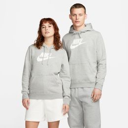 Kapuzensweatshirt Nike Sportswear "Club Fleece Women's Logo Pullover Hoodie", Damen, Gr. XL, grau (dk grau heather, wei&szlig;), Obermaterial: 80% Baumwolle, 20% Polyester, B&uuml;ndchen, Sweatshirts Kapuzensweatshirt, Damen Kapuzenpullover aus weichem Fleece Material