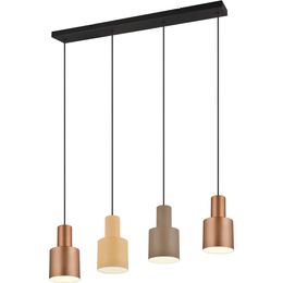 Trio LEUCHTEN Pendelleuchte "AGUDO, H&auml;ngelampe 4-flammig exkl 4xE27 max 40W h&ouml;henverstellbar", beige (mehrfarbig taupe), 4, &Oslash; 12cm H: 150cm, 1 Stk., Leuchten, mehrfarbige Lampenschirme in beige taupe & coffee, Esszimmerlampe, Pendelleuchte