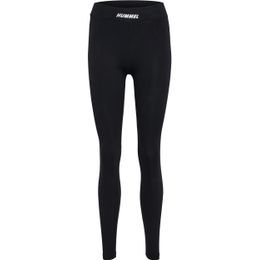 Leggings Hummel "hmlELEMENTAL COTTON HW TIGHTS", Damen, Gr. XS, N-Gr, schwarz, Obermaterial: 83% Baumwolle, 12% Polyester, 5% Elasthan, Hosen Leggings