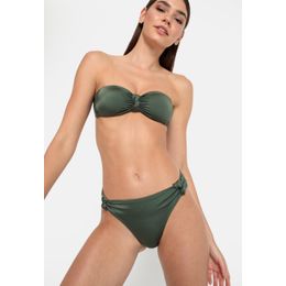 Bikini-Hose LSCN BY LASCANA "Nele", Damen, Gr. 44, N-Gr, gr&uuml;n (oliv), Polyamid, leicht gl&auml;nzend, unifarben, Badehosen Bikini-Hose, mit gl&auml;nzender Beschichtung