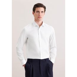 Businesshemd Seidensticker "Schwarze Rose", Herren, Gr. S37, normale &Auml;rmell&auml;ngen, wei&szlig;, 100% Baumwolle, unifarben, slim fit, 2-Knopf-Manschette, Hemden Businesshemd, Slim 1/1 Kentkragen Uni