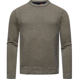 Sweater Ragwear "Strickpullover Larrs", Herren, Gr. XXL, grau, Obermaterial: 60% Baumwolle CO. 40% Polyacryl PAN., h&uuml;ftlang, Rundhals, Sweatshirts Sweater, stylischer Herren Sweatpullover mit Rippb&uuml;ndchen