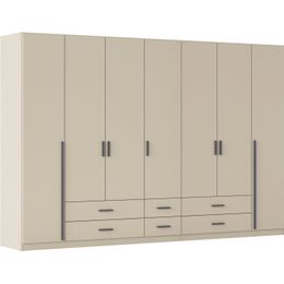 Dreht&uuml;renschrank Rauch "Kleiderschrank Garderobe GAMMA Breiten 91/136/181/226/271/315/360 cm", beige (champagner), griffstangen graumetallic, B:315cm H:210cm T:54cm, Holzwerkstoff, Schr&auml;nke, Dreht&uuml;renschrank, mit Schubladen, verschiedene Griff-Varianten TOPSELLER MADE IN GERMANY