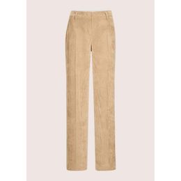 Madeleine Mode Cordhose MADELEINE "Cordhose Weite Cordhose mit B&uuml;gelfalten", Damen, Gr. 20, K-Gr, beige (caramel), Obermaterial: 82% Polyester PES. 15% Polyamid PA. 3% Elasthan EL., Hosen Cordhose