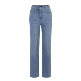 Stretch-Jeans GOLDNER "Denim Jeans mit weitem Bein", Damen, Gr. 46, N-Gr, blau (hellblau), Obermaterial: 83% Baumwolle CO. 15% Polyester PES. 2% Elasthan EL., Jeans Stretch-Jeans