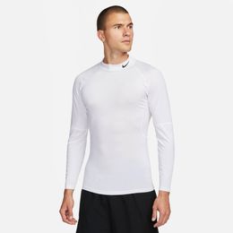 Trainingsshirt Nike "M NP DF TIGHT LS MOCK", Herren, Gr. XXL, wei&szlig;, schwarz, Obermaterial: 90% Polyester, 10% Elasthan, normal, Shirts Trainingsshirt, schmal geschnitten, atmungsaktiv, schnell trocknend
