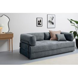 Schlafsofa HOMSY BY ANA JOHNSON "Folda, Dauerschl&auml;fer, Breite 206 cm, Liegefl&auml;che 181x198 cm", dunkelgrau, B:206cm H:72cm T:94cm, Sofas, Schlafsofa, mit Bett-/Schlaffunktion, inkl. 1x Zierkissen, Tonnentaschenfederkern