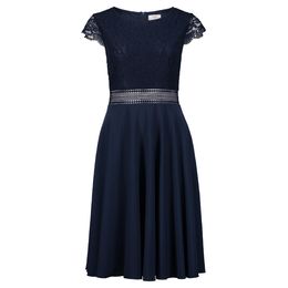 Abendkleid Vera Mont "Abendkleid mit Spitze", Damen, Gr. 40, EURO, blau (night sky), 100% Polyester PES., Kleider Abendkleid