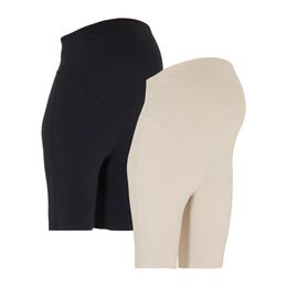 Radlerhose bonprix, Damen, Gr. 36/38 (S), N-Gr, schwarz, beige, Jersey, Obermaterial: 95% Baumwolle, 5% Elasthan, skinny fit, Hosen Radlerhose, aus elastischem Material, mit Jerseybund, kurze Leggings