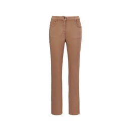 2-in-1-Hose GOLDNER "Hose Carla in jeanstypischer Form und trendstarker Farbe", Damen, Gr. 54, N-Gr, braun (milchkaffee), Obermaterial: 65% Baumwolle CO. 30% Polyester PES. 5% Elasthan EL., Hosen 2-in-1-Hose