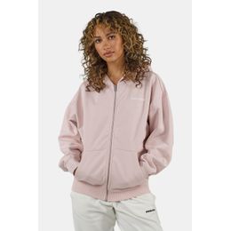 Kapuzensweatjacke Pegador "Clarita Oversized Sweatjacket", Damen, Gr. XL, washed powder pink wei&szlig;, Sweatware, Obermaterial: 80% Baumwolle, 20% Polyester, unifarben, oversize normal, ohne Ausschnitt, Rippb&uuml;ndchen, Sweatjacken Kapuzensweatjacke, Baumwollmischung, oversize