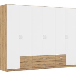 Dreht&uuml;renschrank Rauch "Kleiderschrank Garderobe GAMMA Breiten 91/136/181/226/271/315/360 cm", eiche artisan, alpinwei&szlig;, griffe alu, B:271cm H:210cm T:54cm, Holzwerkstoff, Schr&auml;nke, Dreht&uuml;renschrank, mit Schubladen, verschiedene Griff-Varianten TOPSELLER MADE IN GERMANY