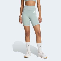 Shorts adidas Performance "OPTIME ESSENTIALS 3-STRIPES LEGGINGS", Damen, Gr. XS, L&auml;nge 7, wonder sage, wei&szlig;, innenbeinl&auml;nge ca. 18 cm, Obermaterial: 85% Polyester, 15% Elasthan, Hosen Shorts