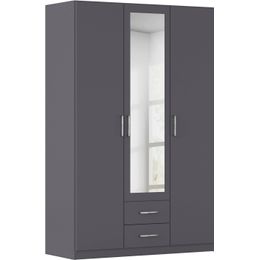 Kleiderschrank Rauch "Schrank Garderobe Ankleide GAMMA Breiten 91/136/181/226/271/315/360 cm", graumetallic, griffe chrom, B:136cm H:210cm T:54cm, Holzwerkstoff, Schr&auml;nke, Kleiderschrank, verschiedene Griff-Varianten, mit Spiegel TOPSELLER MADE IN GERMANY