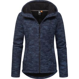Kapuzensweatjacke Ragwear "Kapuzenstrickjacke Lyshka Melange", Damen, Gr. 4XL, blau (navy), Obermaterial: 56% Baumwolle CO. 44% Polyester PES. Futter: 100% Polyester PES., Sweatjacken Kapuzensweatjacke