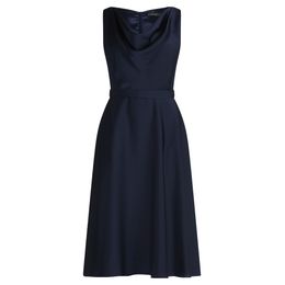Cocktailkleid Vera Mont "Cocktailkleid mit Wasserfallausschnitt", Damen, Gr. 44, EURO, blau (night sky), 100% Polyester PES., Kleider Cocktailkleid