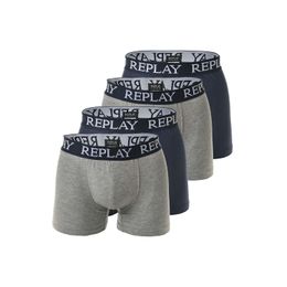 Boxershorts Replay "Boxershort 4er Pack", Herren, Gr. XL, grau (grau meliert, marineblau), Obermaterial: 95% Baumwolle CO. 5% Elasthan EL., Unterhosen Boxershorts