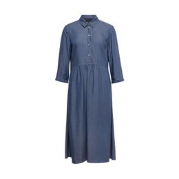 Midikleid GOLDNER "Kleid mit Hemdblusenkragen", Damen, Gr. 46, N-Gr, grau (taubenblau), Obermaterial: 100% Lyocell CLY., normal, Sonstiges, Kleider Midikleid, Ohne