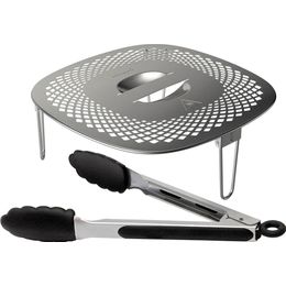 Philips Grillpfanneneinsatz "HD9954/01 Snack Profi-Kit", schwarz (schwarz, gr&uuml;n), B/H/T: 8cm 22cm x 22cm, Backbleche, Snackdeckel+ Zange f&uuml;r Airfryer XXL HD96XX, HD97XX, HD98XX, Grillpfanneneinsatz