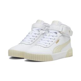 Sneaker Puma "CARINA 2.0 MID", Damen, Gr. 37,5, wei&szlig; (Puma wei&szlig;, alpine snow, Puma gold), Leder, Synthetik, unifarben, Schuhe Sneaker