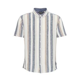 Kurzarmhemd Blend "Kurzarmhemd BHBOBBY Shirt stripe", Herren, Gr. XXL, N-Gr, wei&szlig; (snow wei&szlig;), Obermaterial: 55% Leinen LI. 45% Viskose CV., Hemden Kurzarmhemd