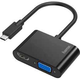 Hama USB-Adapter "Video-Adapter 2in1 USB-C-Stecker-VGA & HDMI&trade;-Buchse Ultra-HD 4K", schwarz, B:9cm H:2,5cm T:23cm, Adapter, USB-Adapter