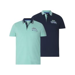 Poloshirt Jan Vanderstorm "Doppelpack Poloshirt TEOFIL", Herren, Gr. XXL, blau (t&uuml;rkis dunkelblau), Obermaterial: 100% Baumwolle CO., Shirts Poloshirt